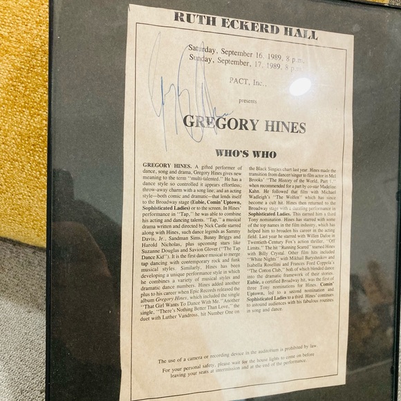 Other | Gregory Hines Autograph | Poshmark